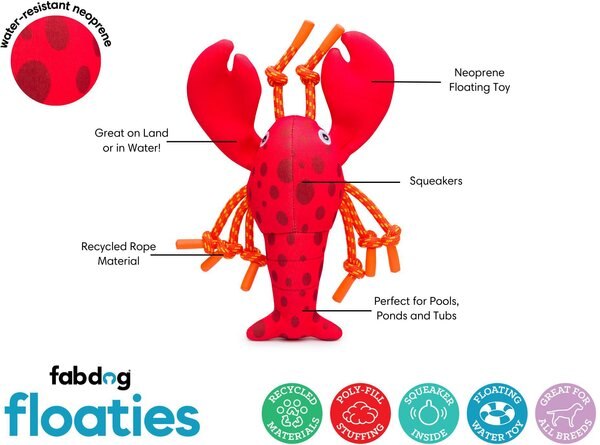 FABDOG Lobster Floatie Water Outdoor Plush Dog Toy - Chewy.com