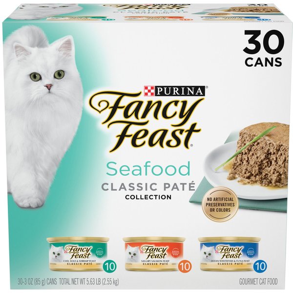 FANCY FEAST Classic Seafood Feast Variety Pack Canned Cat Food, 3-oz ...