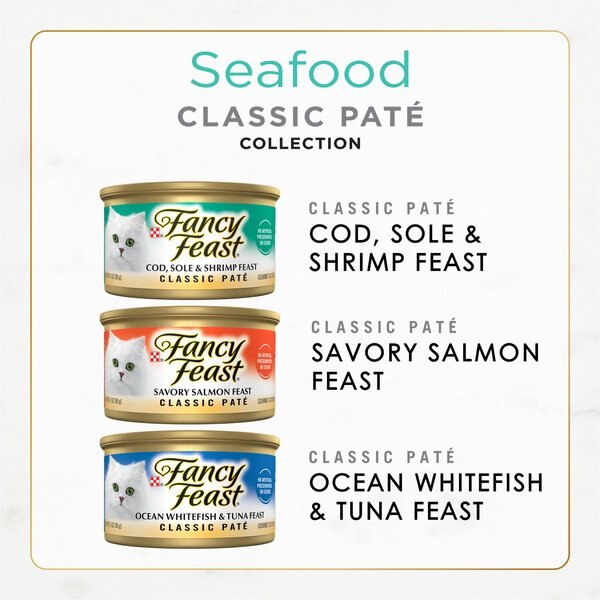 FANCY FEAST Classic Seafood Feast Variety Pack Canned Cat Food, 3-oz ...