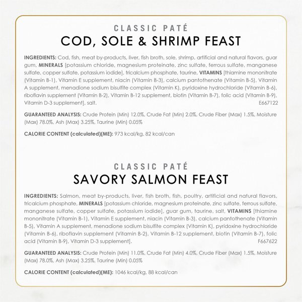 FANCY FEAST Classic Seafood Feast Variety Pack Canned Cat Food, 3-oz ...