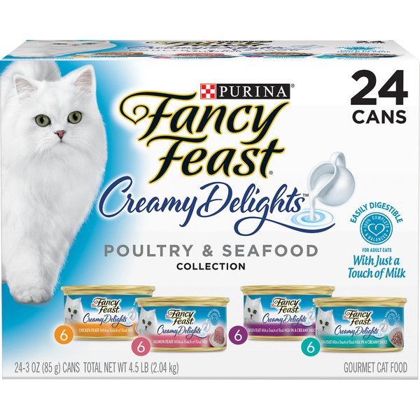 FANCY FEAST Creamy Delights Variety Pack Canned Cat Food, 3-oz, case of ...