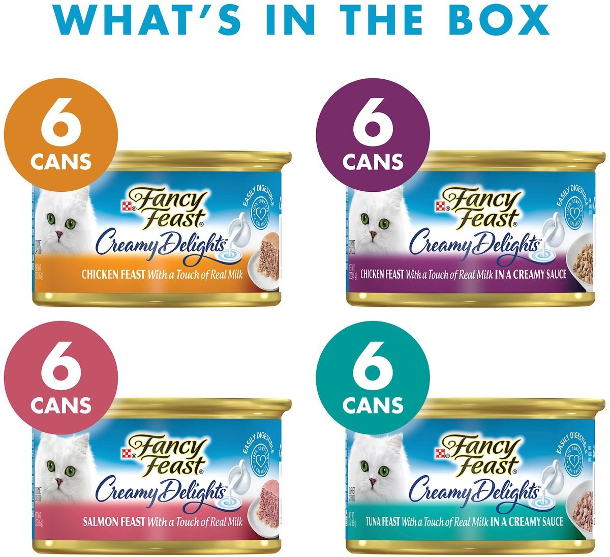 FANCY FEAST Creamy Delights Variety Pack Canned Cat Food, 3-oz, case of ...
