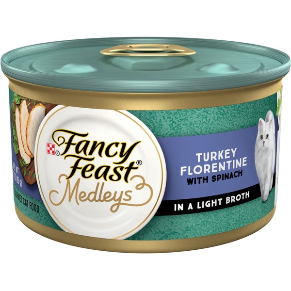 FANCY FEAST Elegant Medleys Turkey Florentine Canned Cat Food, 3-oz ...