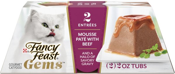 FANCY FEAST Gems Mousse Beef & a Halo of Savory Gravy Pate Wet Cat Food ...
