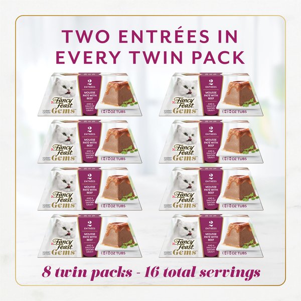 FANCY FEAST Gems Mousse Beef & a Halo of Savory Gravy Pate Wet Cat Food ...