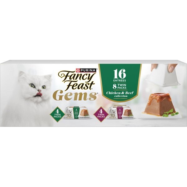 FANCY FEAST Gems Mousse Pate Chicken & Beef Variety Pack Grain-Free Wet ...