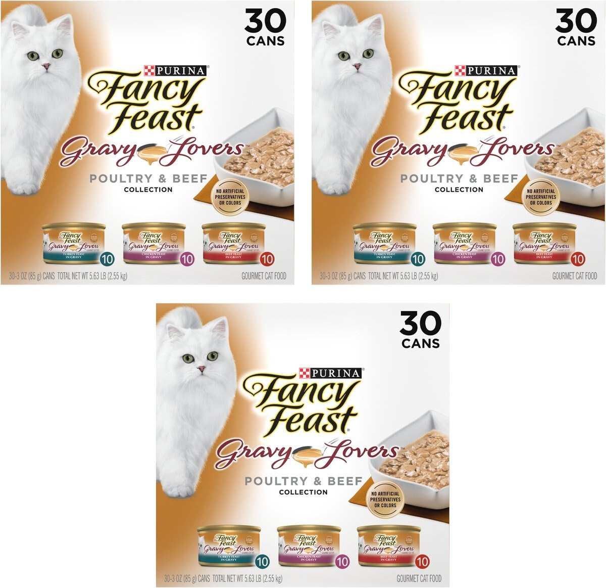 FANCY FEAST Gravy Lovers Poultry & Beef Feast Variety Pack Canned Cat ...