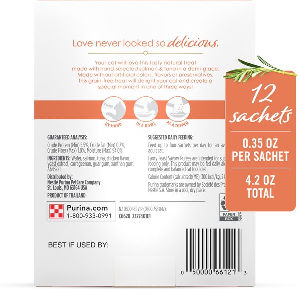 FANCY FEAST Savory Puree Naturals Salmon & Tuna Flavored in a Demi ...