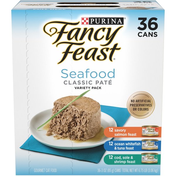 FANCY FEAST Seafood Classic Pate Collection Variety Pack Grain-Free Wet ...