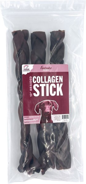 FANTASTIC DOG CHEWS 12-inch Braided Collagen Bully Stick Dog Chew, 3 ...