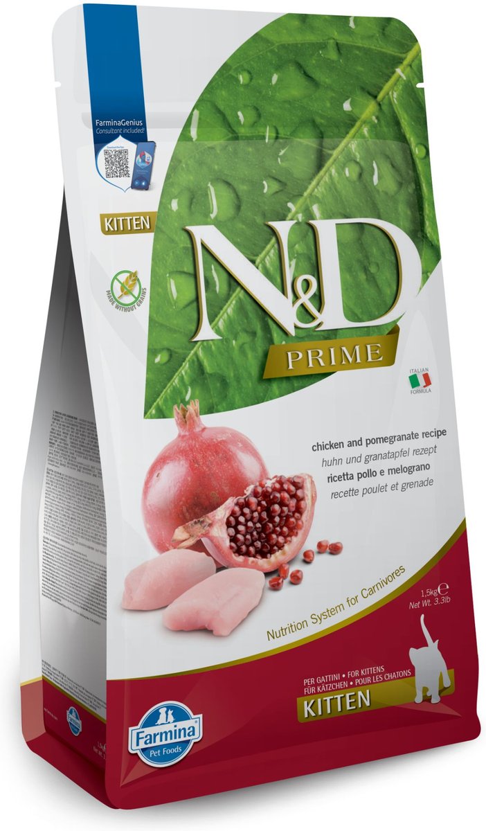 FARMINA N&D Prime Feline Chicken & Pomegranate GMO-Free Kitten Dry Cat ...