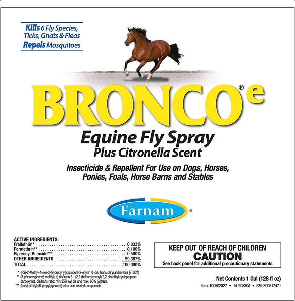 FARNAM Bronco e Citronella Scented Equine Fly Spray, 1-gal bottle ...