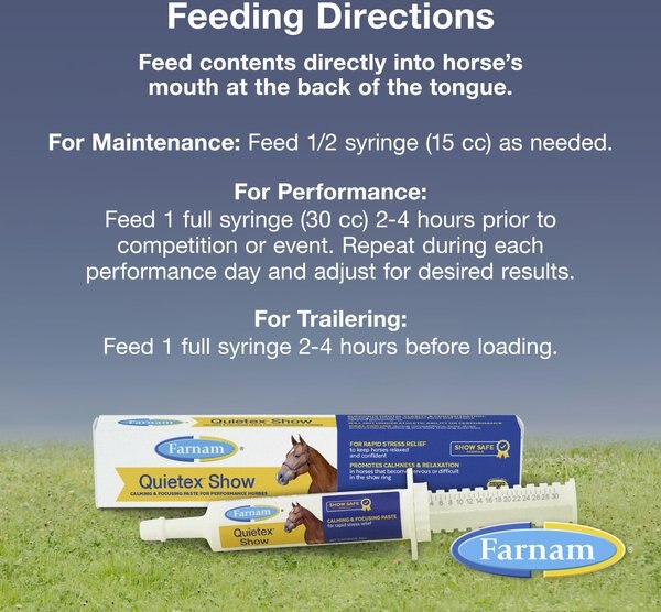 FARNAM Quietex Show Calming & Focusing Paste Horse Supplement, 30 cc ...