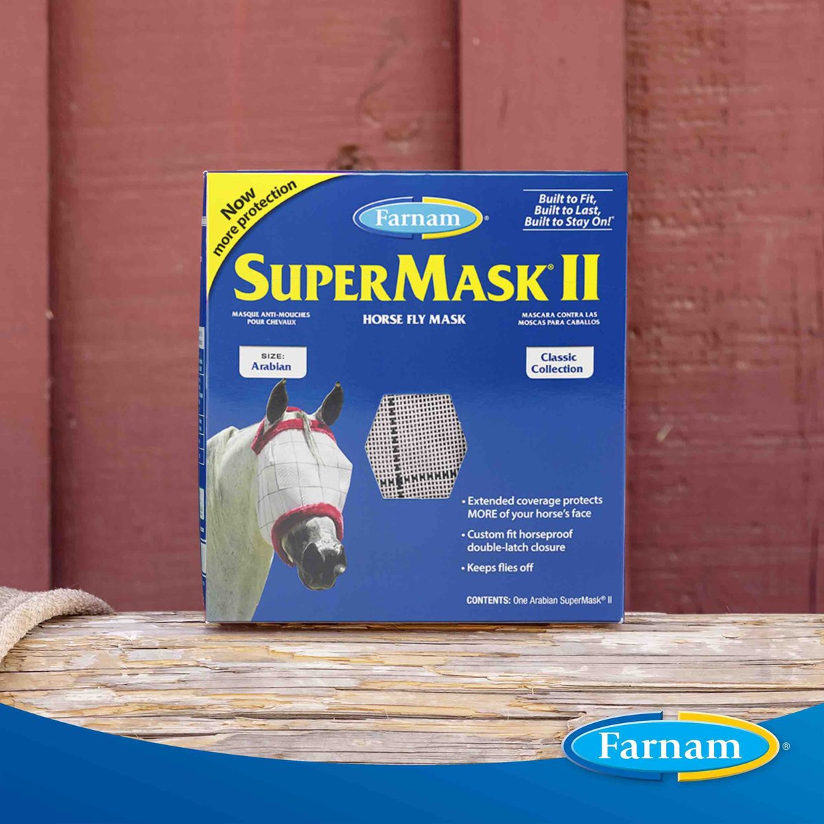 FARNAM SuperMask II Horse Fly Mask Classic Collection, Color Varies ...