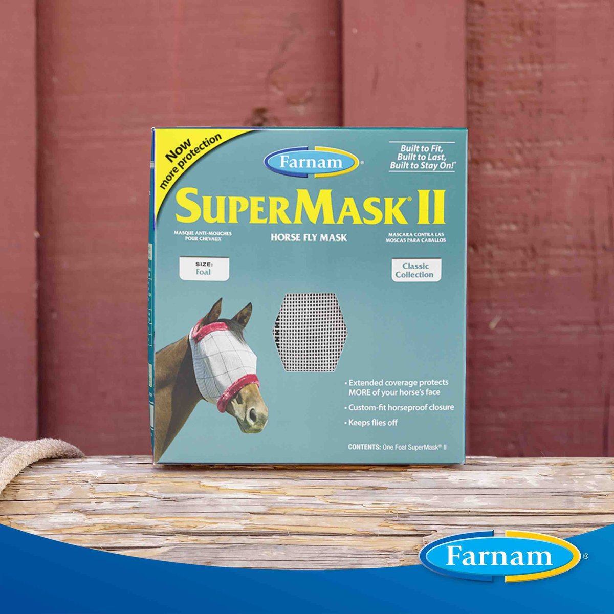 FARNAM SuperMask II Horse Fly Mask Classic Collection, Color Varies ...