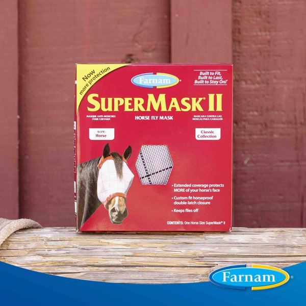 FARNAM SuperMask II Horse Fly Mask Classic Collection, Color Varies ...