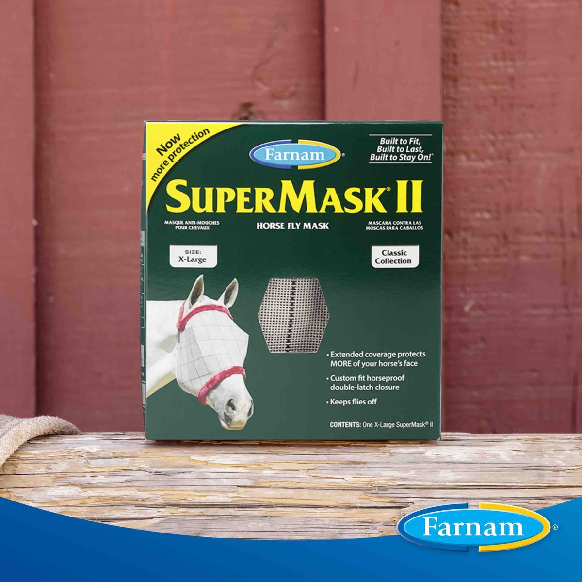 FARNAM SuperMask II Horse Fly Mask Classic Collection, Color Varies, X ...