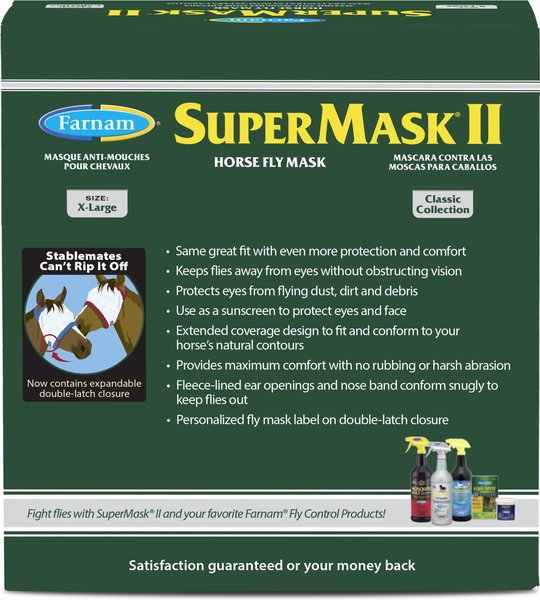 FARNAM SuperMask II Horse Fly Mask Classic Collection, Color Varies, X ...