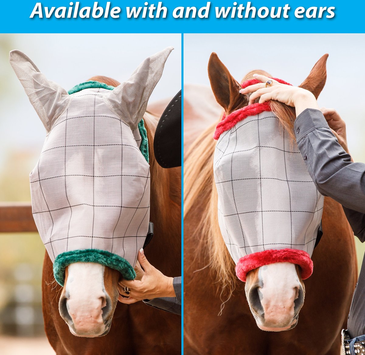 FARNAM SuperMask II Horse Fly Mask with Covered Ears, White, Horse ...
