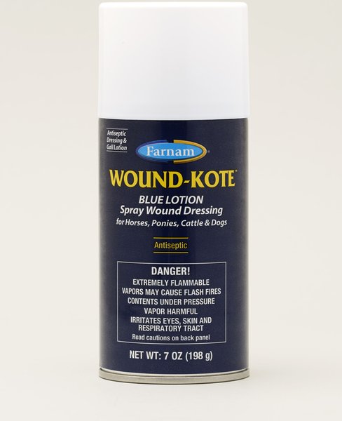 FARNAM Wound-Kote Blue Dressing Lotion Spray for Horses & Dogs, 7-fl oz ...