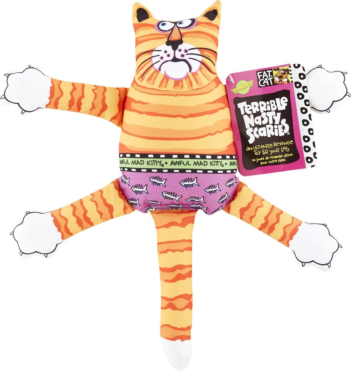 FAT CAT Mini Terrible Nasty Scaries Squeaky Dog Toy, Character Varies ...