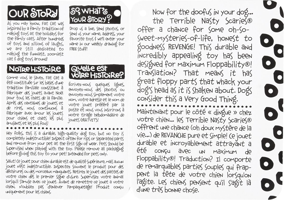 FAT CAT Mini Terrible Nasty Scaries Squeaky Dog Toy, Character Varies ...