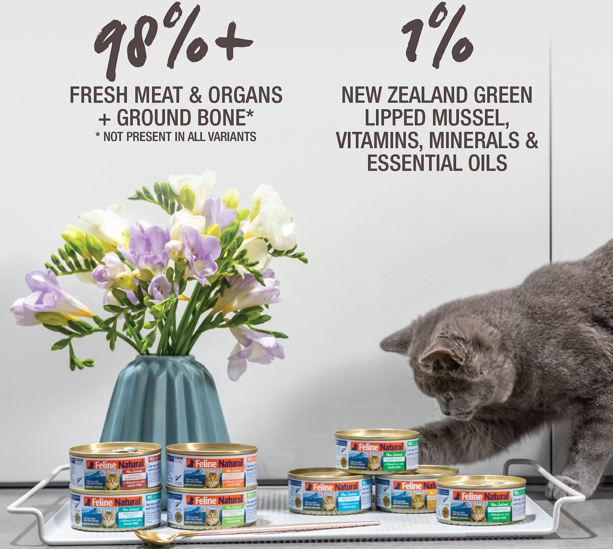FELINE NATURAL Chicken & Venison Feast Grain-Free Canned Cat Food, 3-oz ...