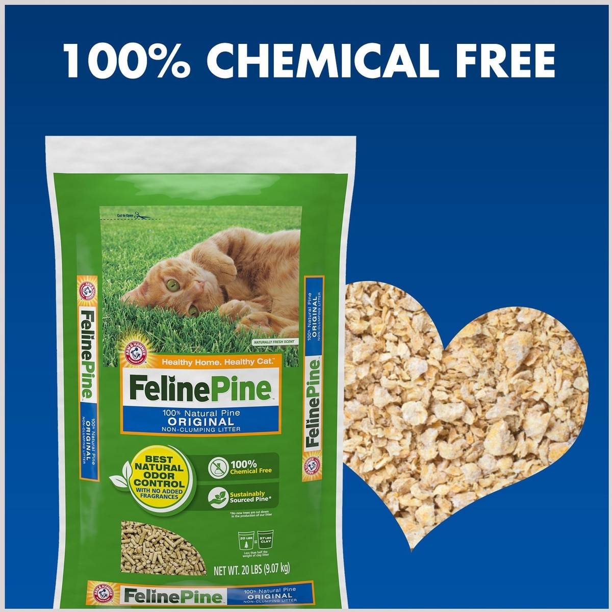 FELINE PINE Original Non-Clumping Wood Cat Litter, 120-lb bundle ...