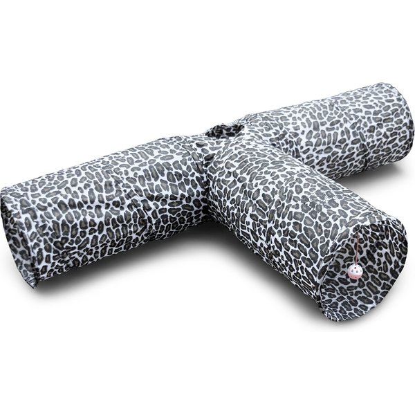 FELINE RUFF 12" Premium 3-Way Collapsible Tunnel Cat Toy, Animal Print ...