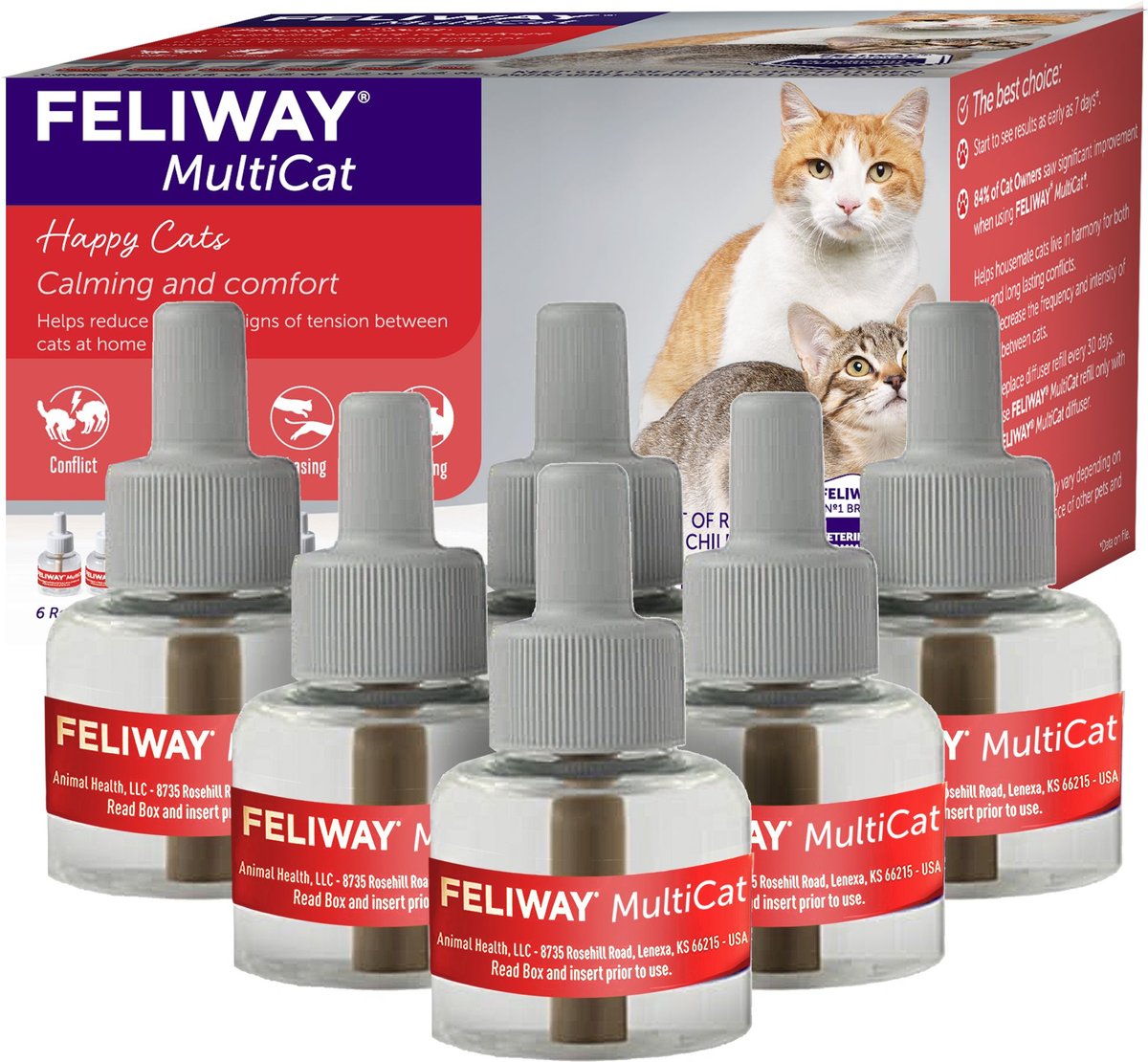 FELIWAY MultiCat Calming Diffuser Refill for Cats, 30 day, 6 count ...