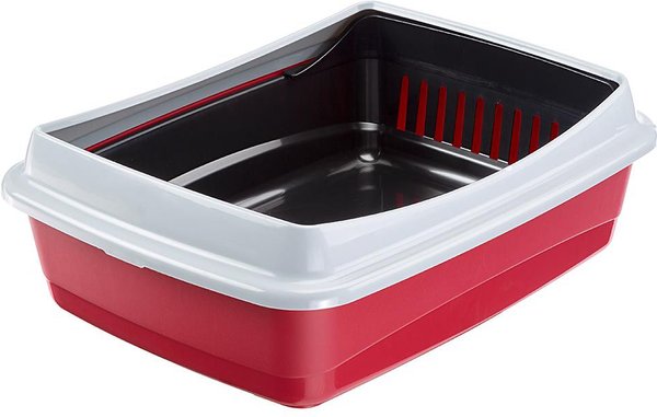 FERPLAST Ariel Plus Litter Box with Litter Guard, Red - Chewy.com