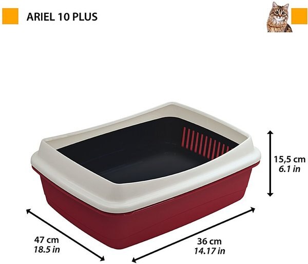 FERPLAST Ariel Plus Litter Box with Litter Guard, Red - Chewy.com