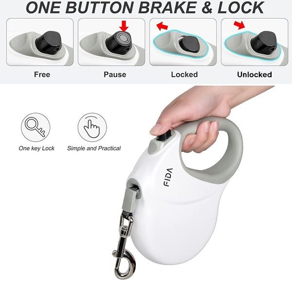 FIDA FD9313A-8M Retractable Dog Leash, Large: 26-ft long, White - Chewy.com