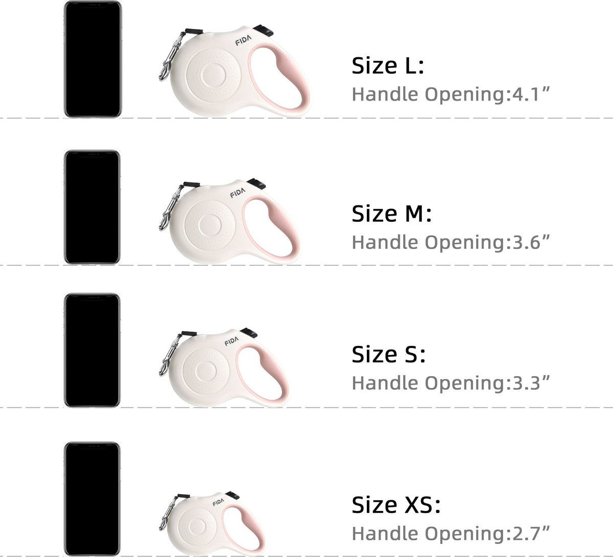 FIDA JFA Retractable Dog Leash, White, Medium: 16-ft long - Chewy.com