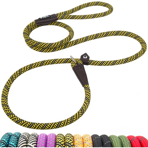 FIDA Rope Slip Training Dog Leash, 6-ft long, 1/2-in wide, Yellow ...