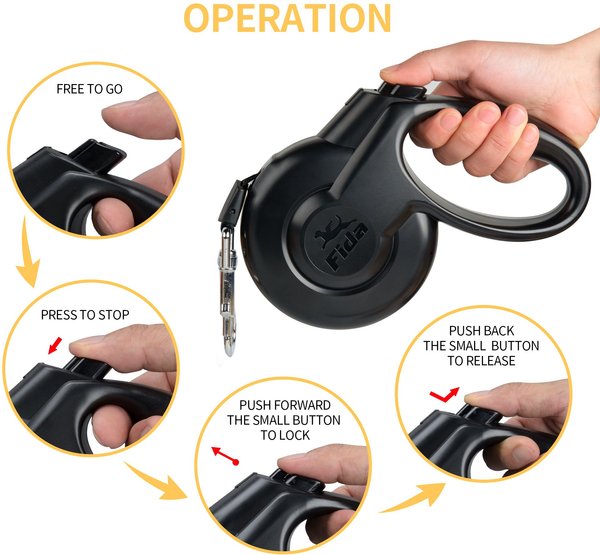 FIDA Styleash Retractable Dog Leash, 16-ft long, Black, Medium - Chewy.com