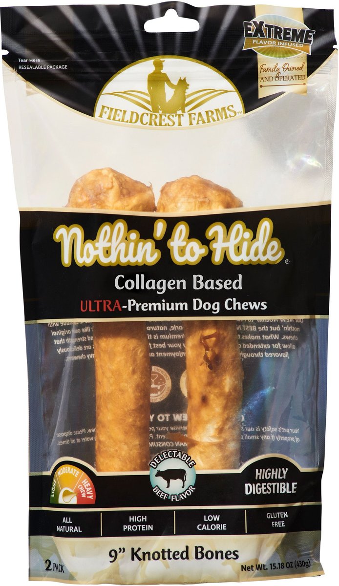 FIELDCREST FARMS Nothin To Hide Ultra 9-in Knotted Bone Beef Dog Treats ...