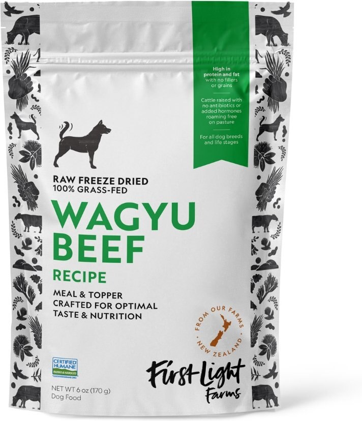 FIRST LIGHT FARMS Wagyu Beef 100% Grass Fed Raw Freeze-Dried Dog Food ...