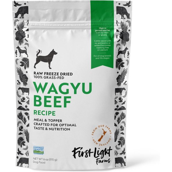 FIRST LIGHT FARMS Wagyu Beef 100% Grass Fed Raw Freeze-Dried Dog Food ...