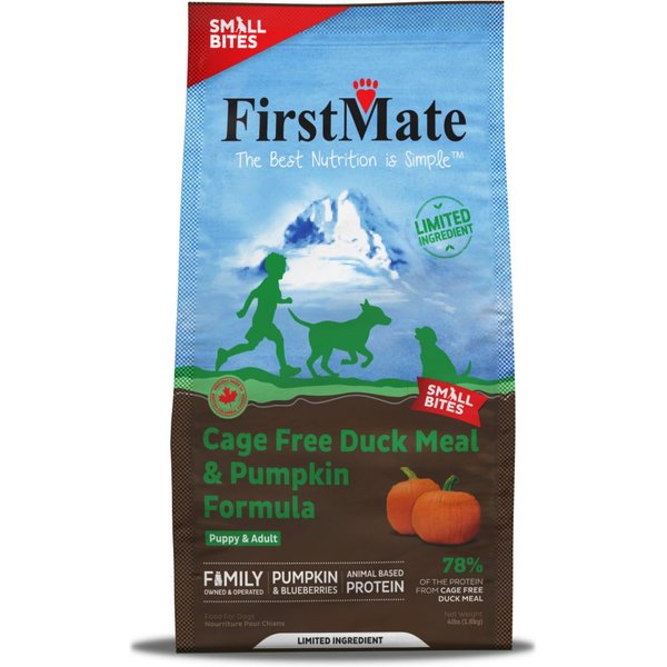 FIRSTMATE Small Bites Cage Free Duck Meal & Pumpkin Formula Grain-Free ...