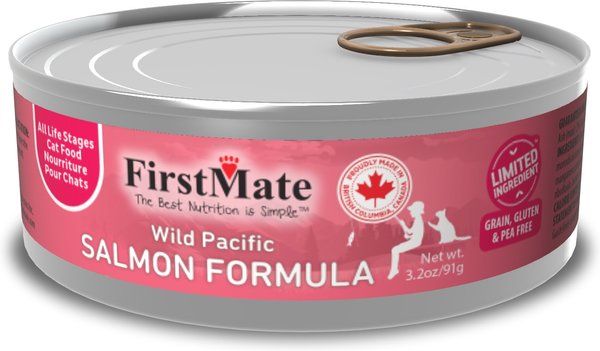 FIRSTMATE Wild Pacific Salmon Formula Limited Ingredient Wet Cat Food, 3.2-oz can, case of 24 ...