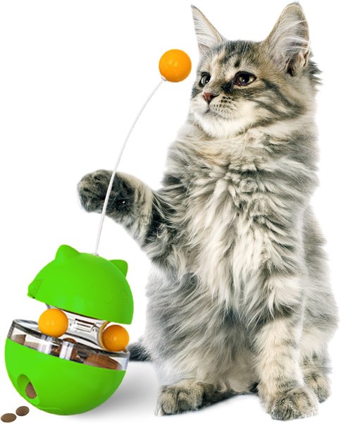 FLIPO Tabby Tumbler Balancing Treat-Dispensing Cat Toy, Green - Chewy.com