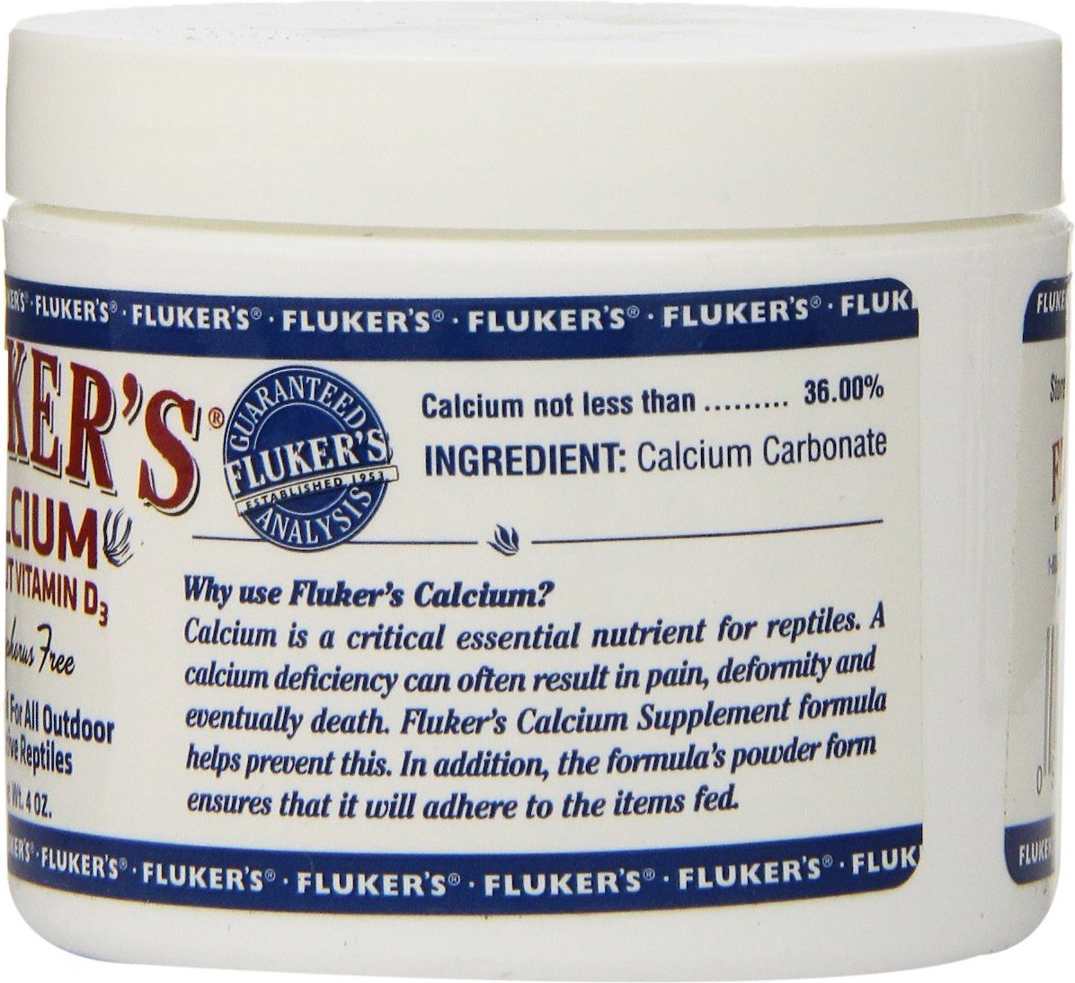 FLUKER'S Calcium without Vitamin D3 Outdoor Reptile Supplement, 2-oz ...