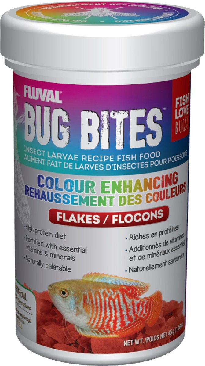FLUVAL Bug Bites Color Enhancer Tropical Freshwater Formula Flakes Fish ...
