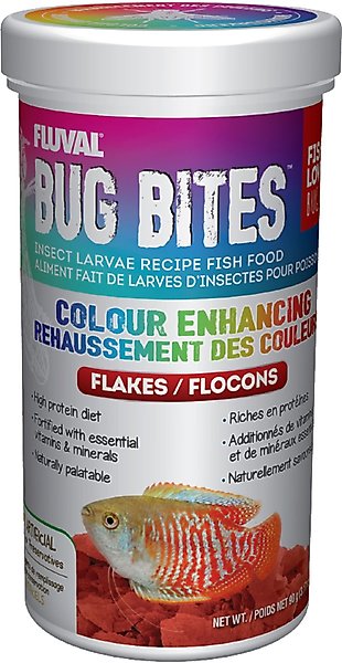FLUVAL Bug Bites Color Enhancer Tropical Freshwater Formula Flakes Fish ...