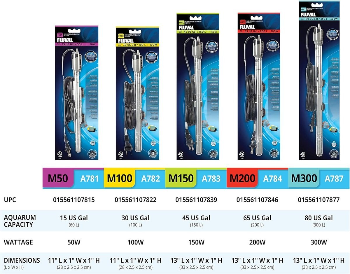 FLUVAL Submersible Glass Aquarium Heater, 50-watt - Chewy.com
