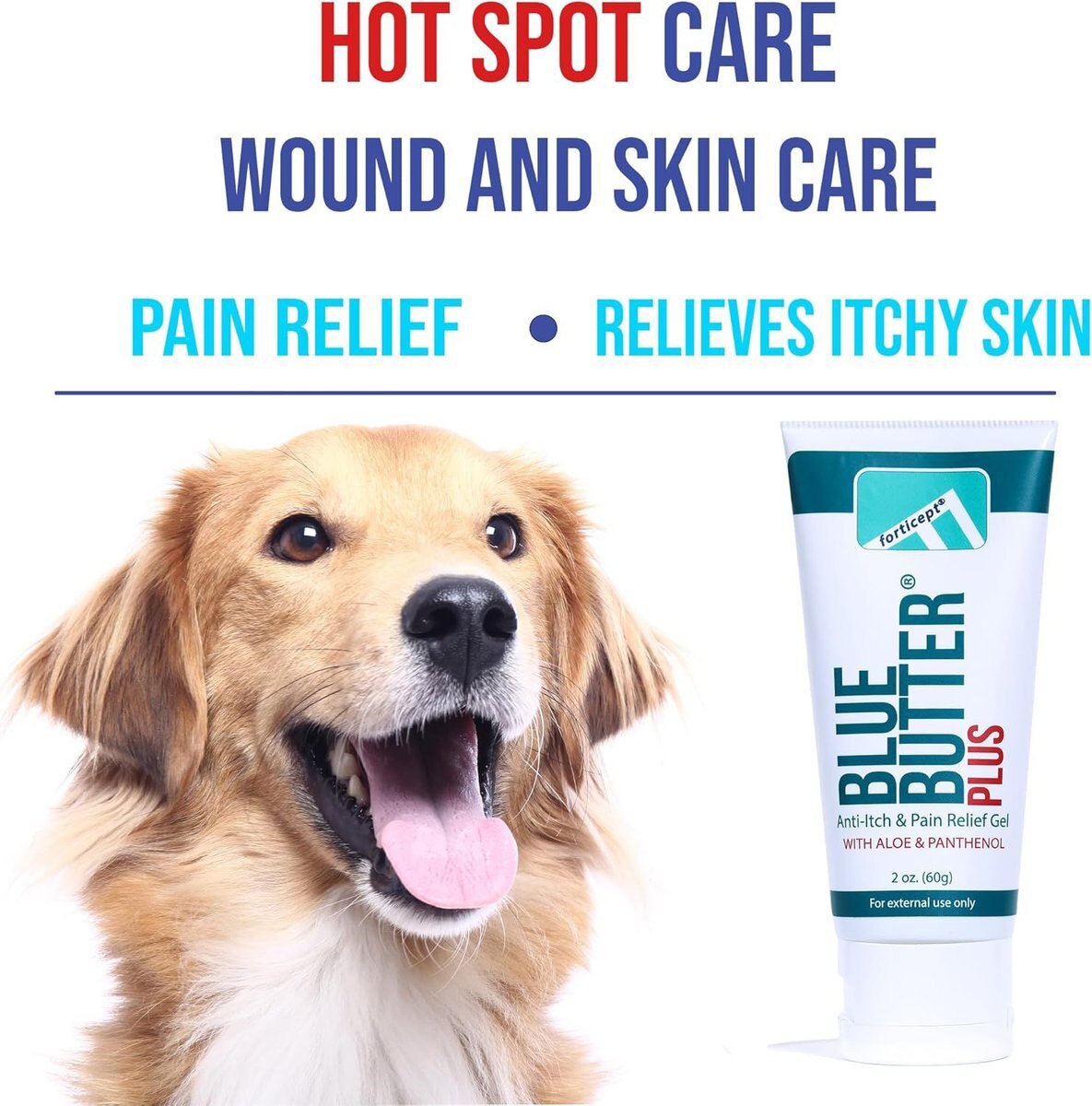 FORTICEPT Blue Butter Plus Pain Relief Anti-Itch Gel for Dogs & Cats, 2 ...