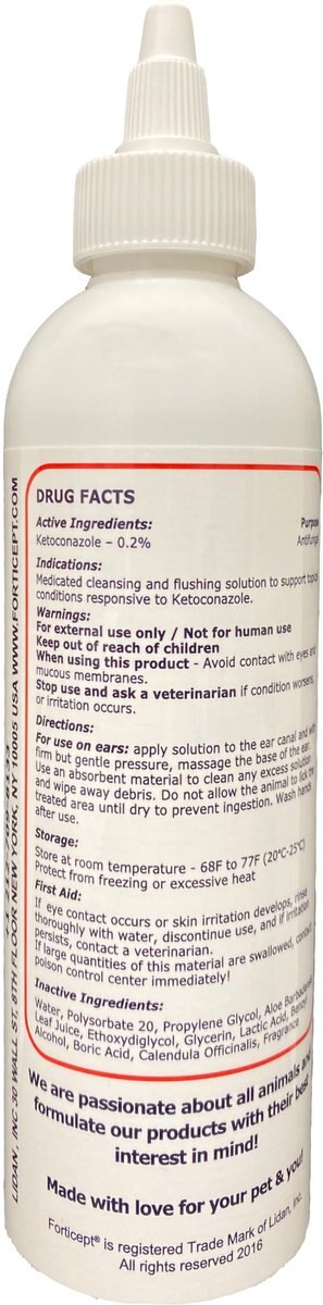 FORTICEPT Yeast Ear Infection & Itch Relief Cat & Dog Ear Wash Cleaner ...