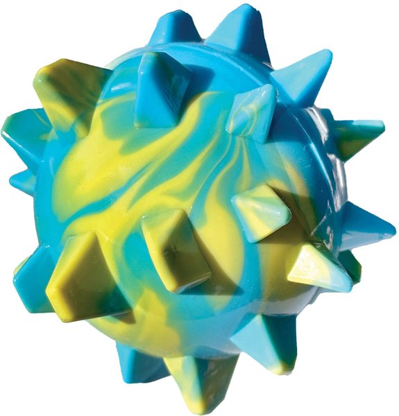 FOUFIT TPR Bump'n Spike Tough Squeaky Dog Ball Toy, Blue - Chewy.com