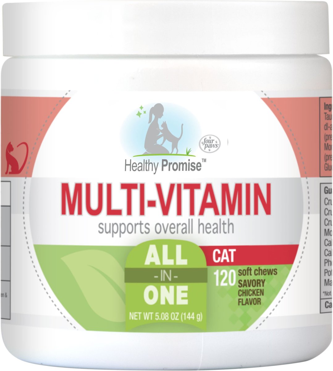 FOUR PAWS Healthy Promise Multivitamin Soft Chews Cat Supplement, 120 ...